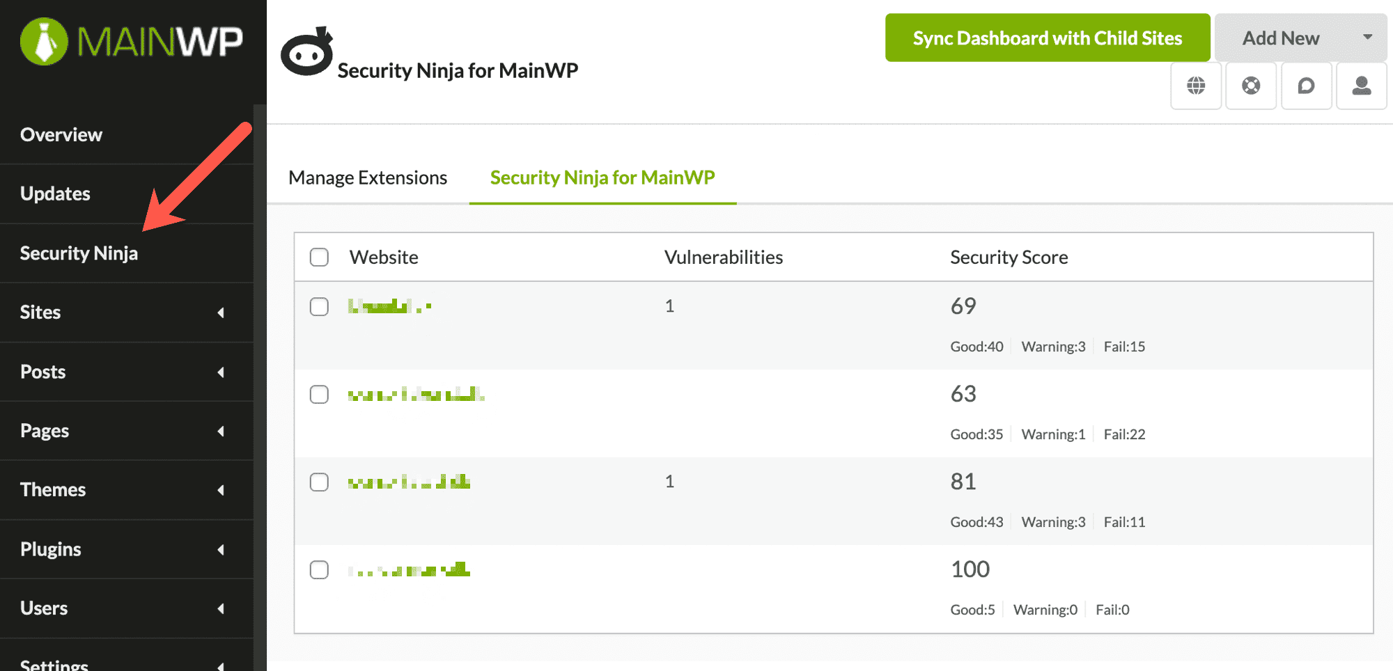 Security Ninja for MainWP – Centralized WordPress Security