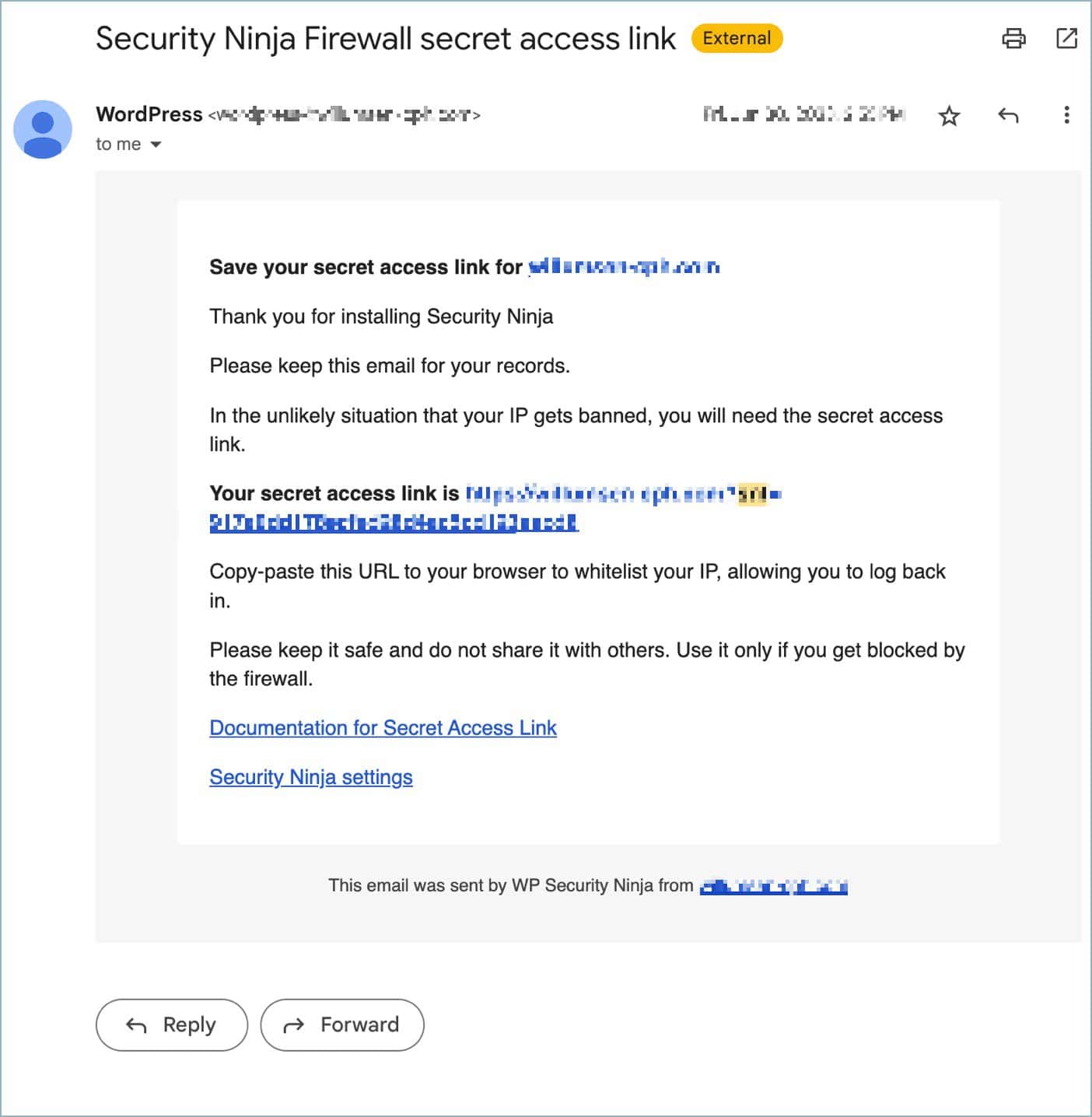 Use WP Security Ninja's Secret Access URL for Emergency Access